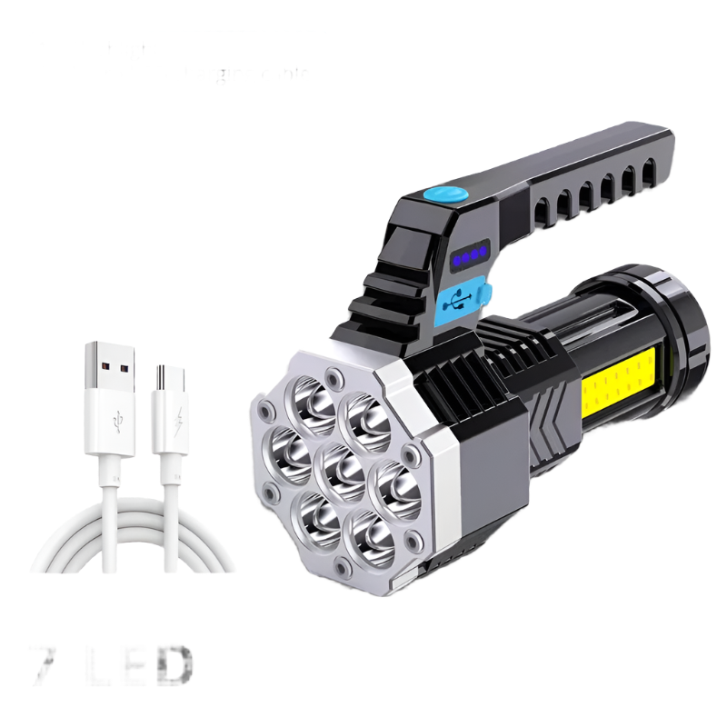 Spot Light Flashlight - Rechargeable LED Torch with COB Side Light ...